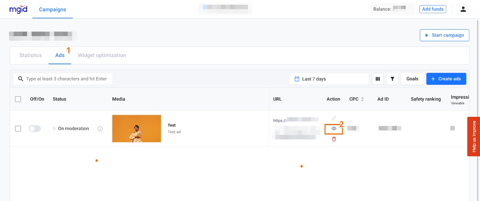 BeMob Tracker Integration in MGID Ads